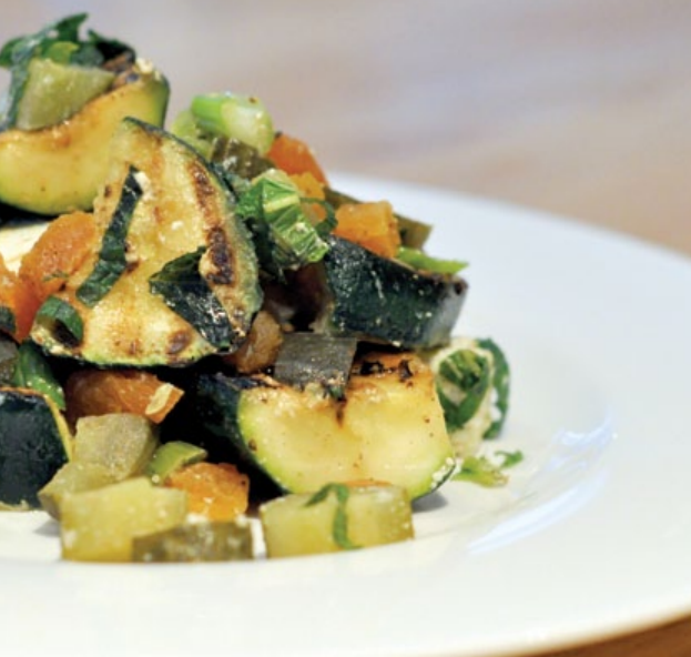 Charred courgette salad with mint and feta - FareShare